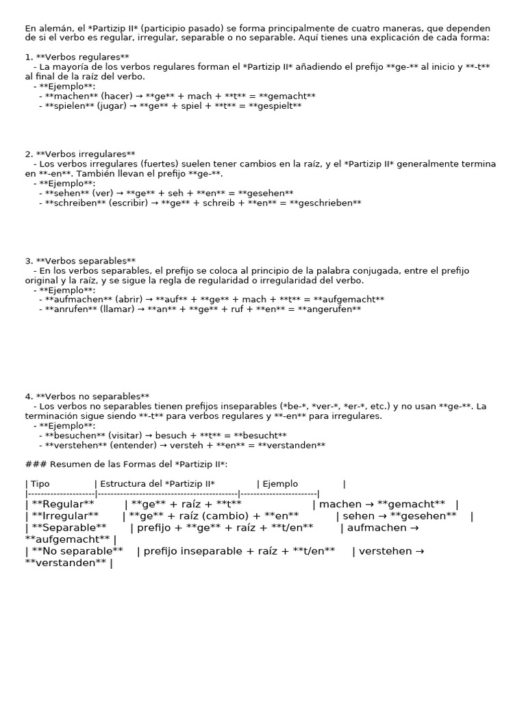 4 maneras de formar el Particip 2 | PDF