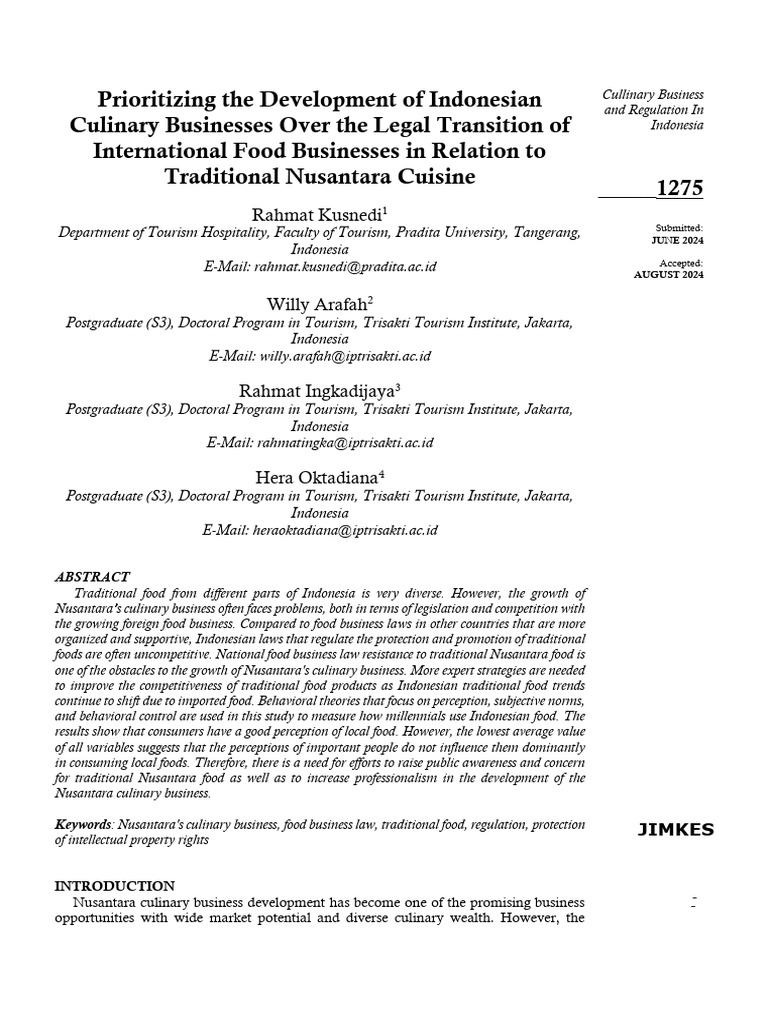 30+-+JIMKES+2024+VOL+12+NO+4+-+2682+Kusnedi | PDF | Indonesia | Cuisine