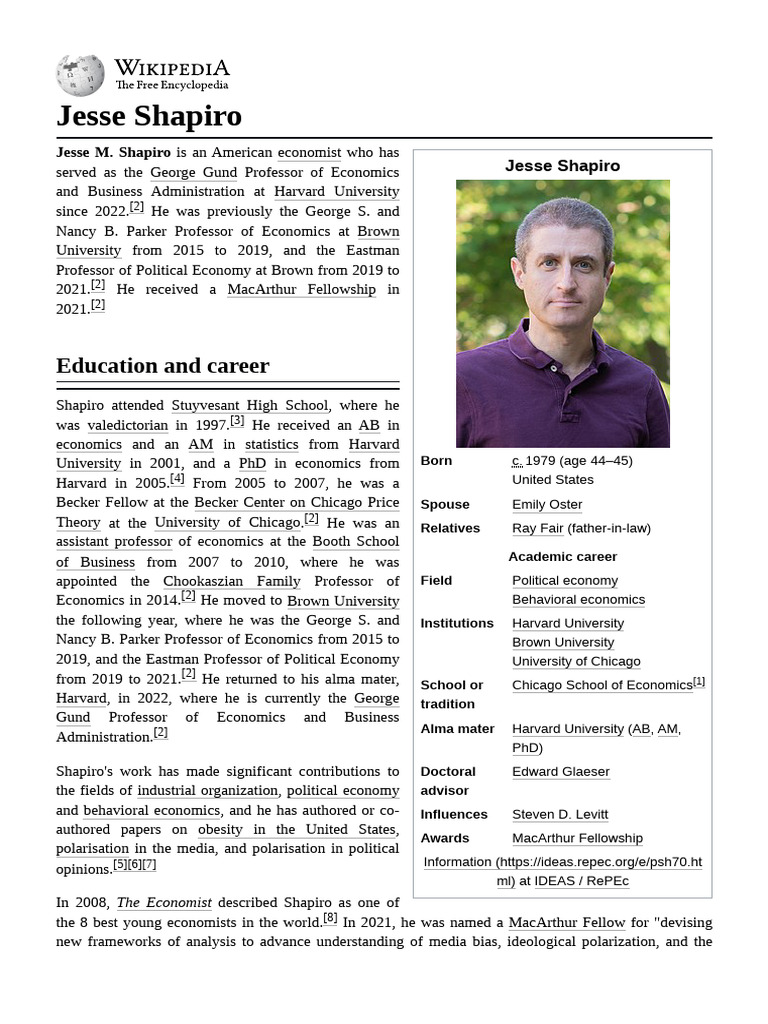 Jesse_Shapiro | PDF | Economies | Economics