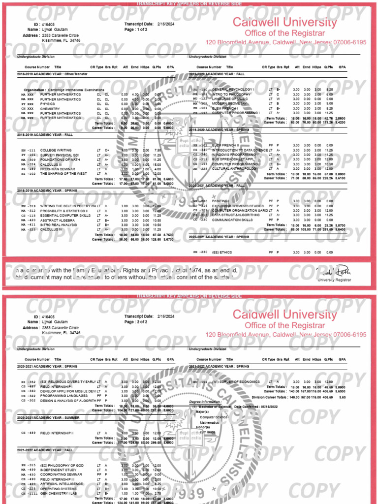 Transcript UJJWALGAUTAM PDF | PDF | Computing | Science