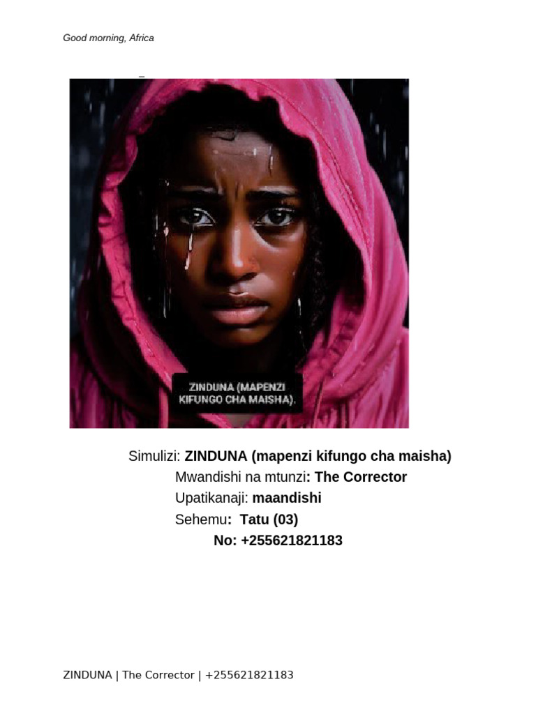 Simulizi - ZINDUNA (Mapenzi Kifungo Cha Maisha) | PDF