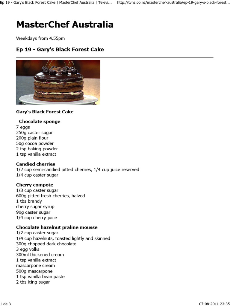 Florest Negra Masterchef | PDF | Cakes | Cookware And Bakeware