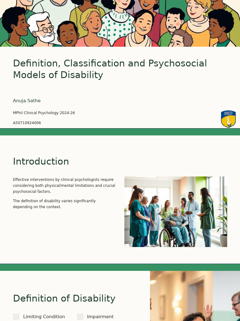 Psychosocial Models of Disability Explained | PDF | Disability | Mental ...