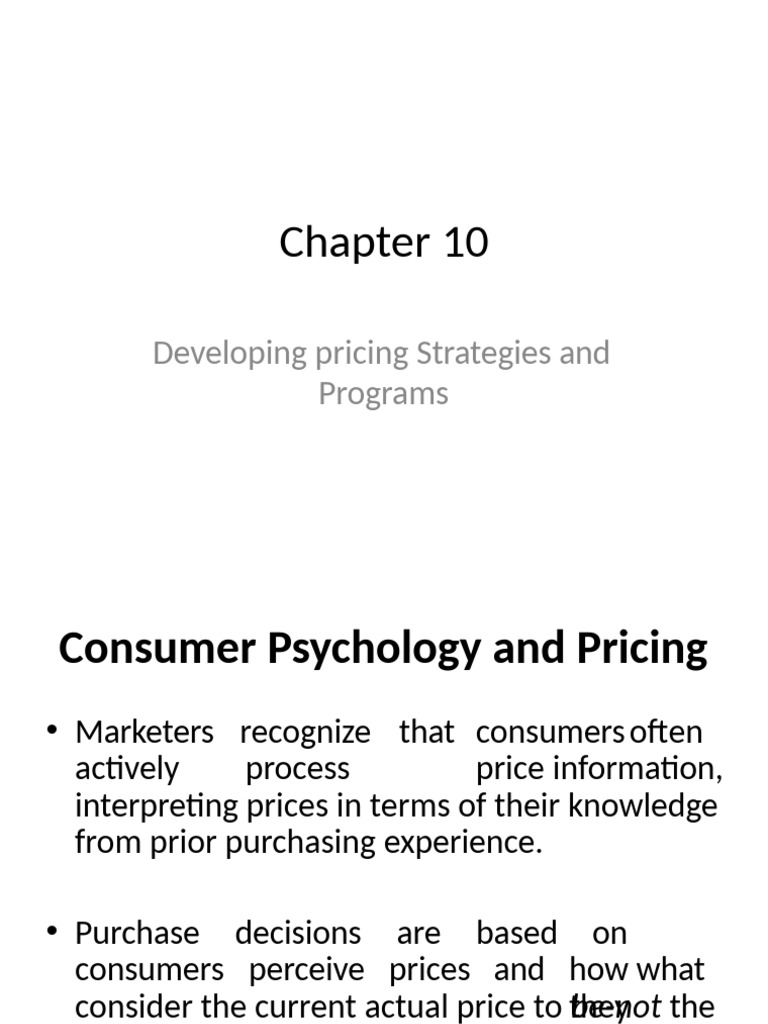 Chapter 10 Developing Pricing Strategies and Programs | PDF | Pricing | Prices