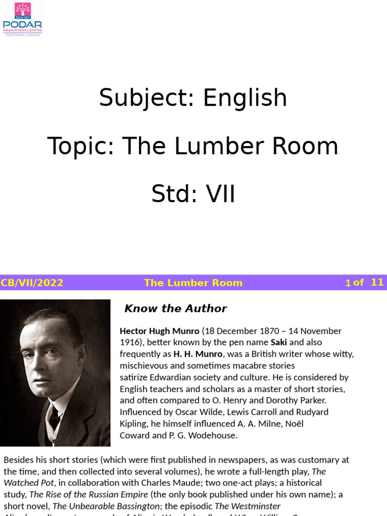 CB - VII - Eng - The Lumber Room | PDF | Saki