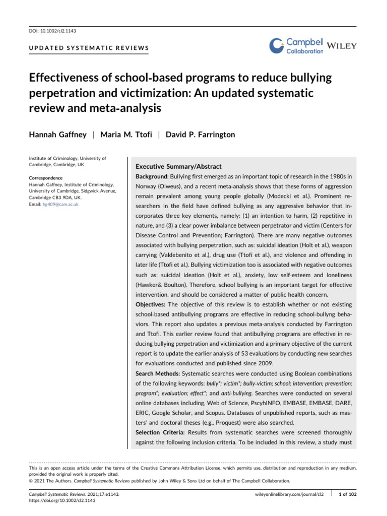 Effectiveness_of_school-based_programs_to_reduce_b | PDF | Effect Size | Bullying
