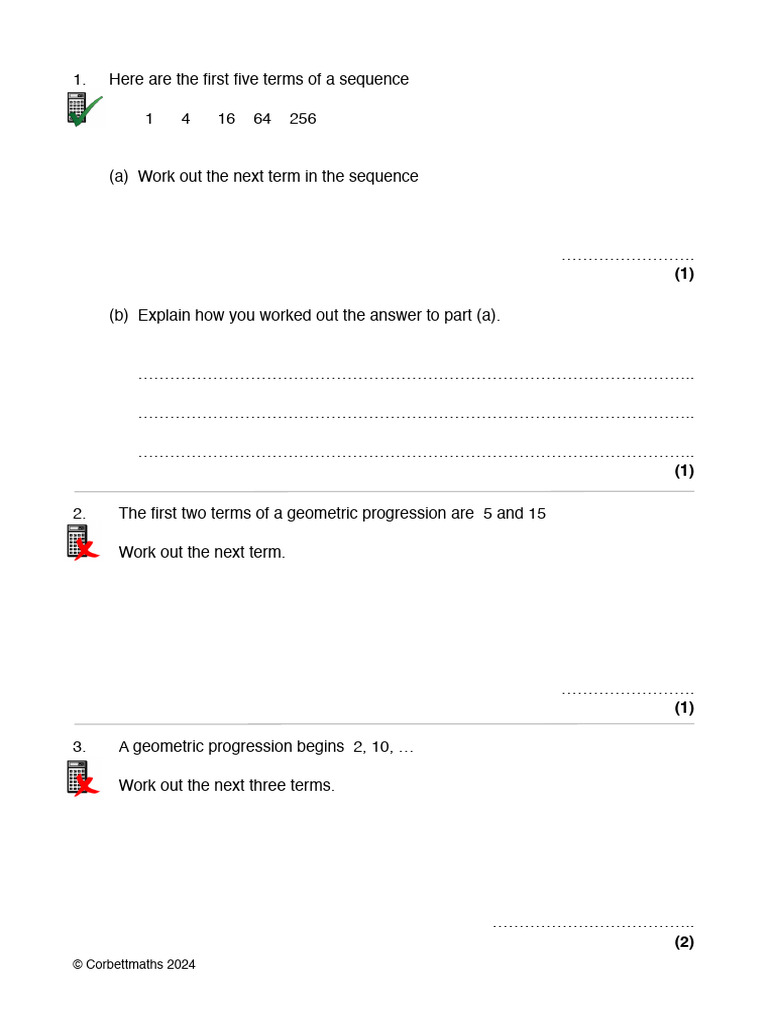Geometric Progressions Practice | PDF | Mathematics | Mathematical Analysis