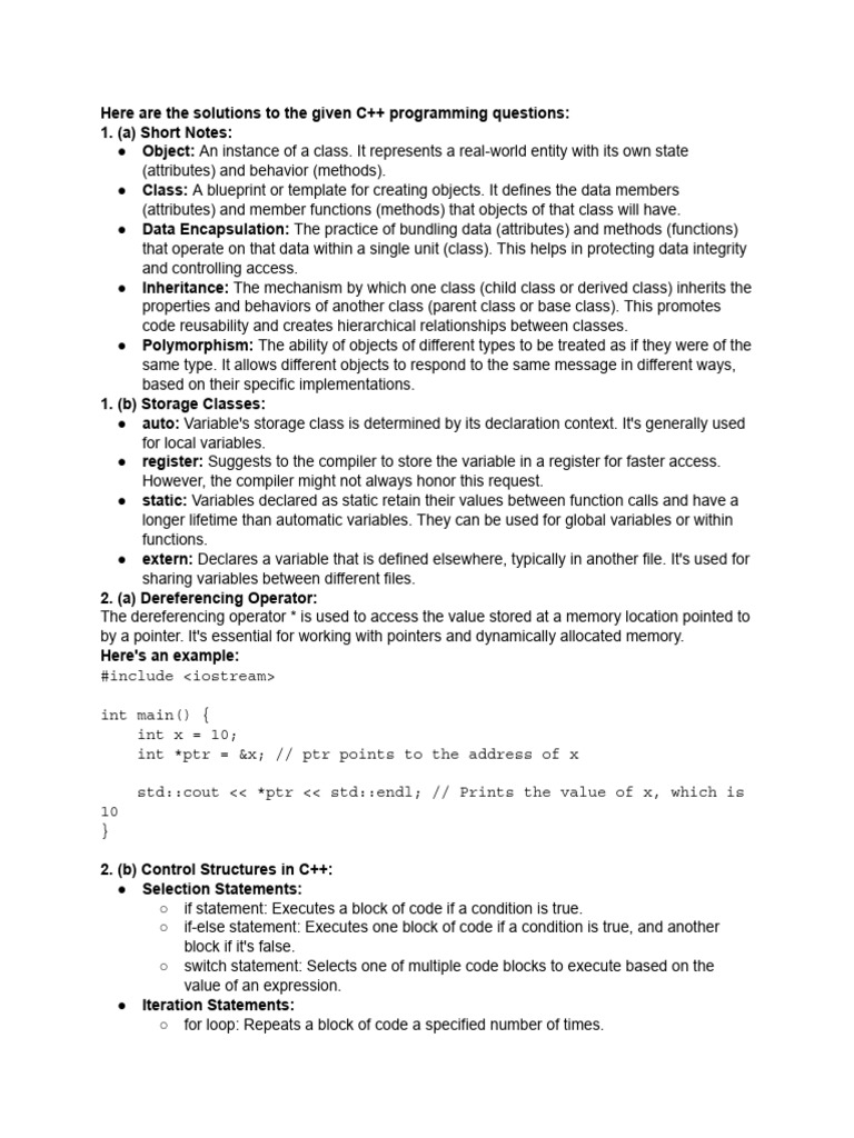 Pyq Part 1 | PDF | Class (Computer Programming) | Inheritance (Object Oriented Programming)