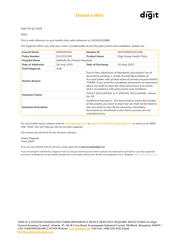 Denial Letter Ri 20240703-045542 | PDF | Justice | Crime & Violence
