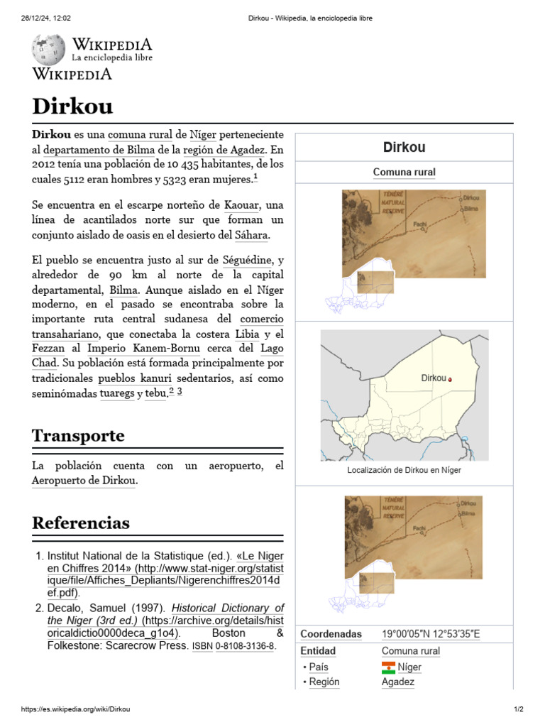 Dirkou: Comuna Rural en Níger | PDF | Contenido libre