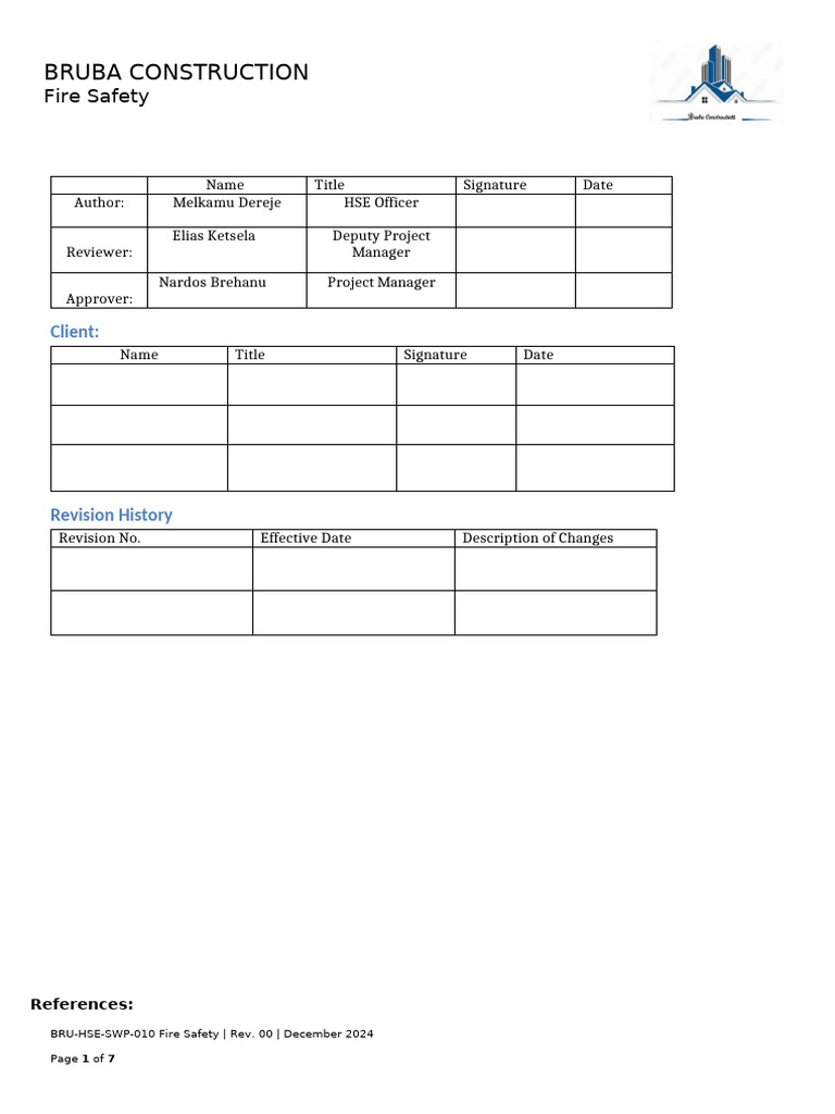 BRU-HSE-SWP-010 Fire Safety | PDF | Fires | Fire Safety