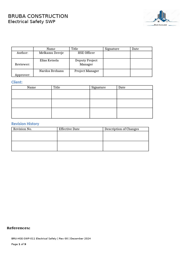 BRU-HSE-SWP-011 Electrical Safety | PDF | Electrician | Mains Electricity