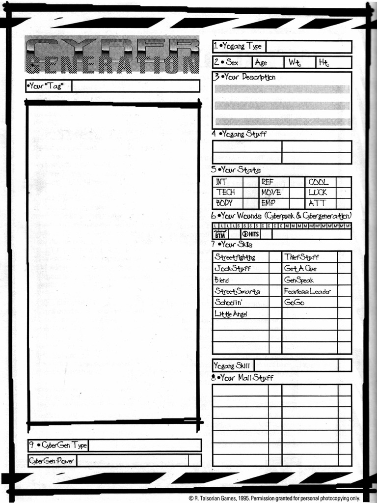 Cyber Generation Charsheet | PDF