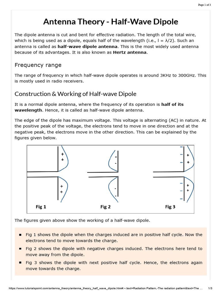 Half-Wave Dipole Antenna Overview | PDF | Antenna (Radio) | Electricity