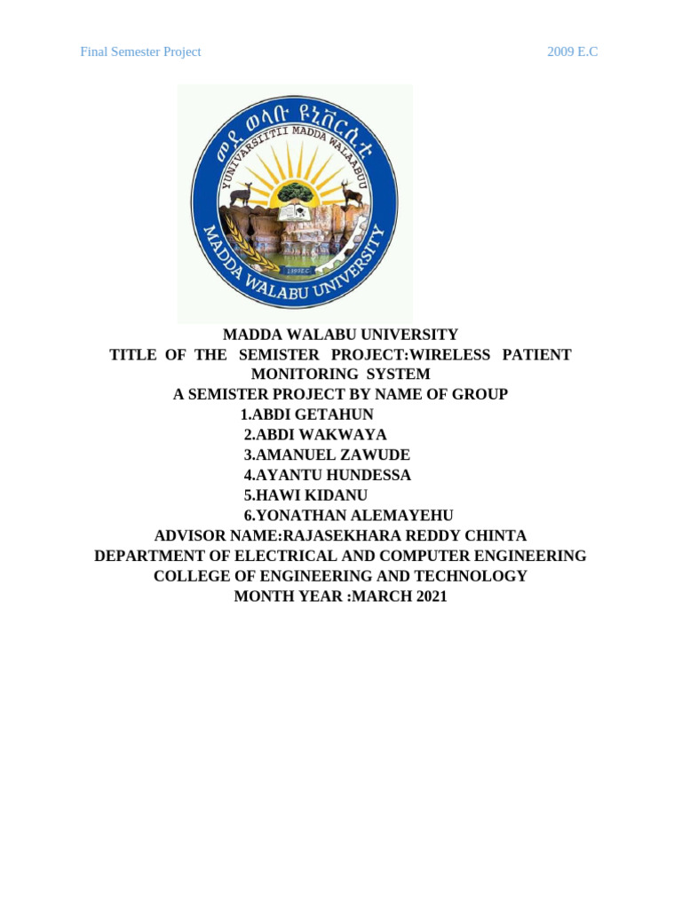 Wireless Patient Monitoring System FINAL - 1400-4-27-21-49 | PDF ...