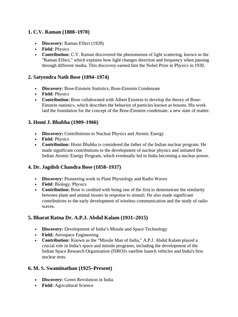 Indian Scientists | PDF | Physics | Science