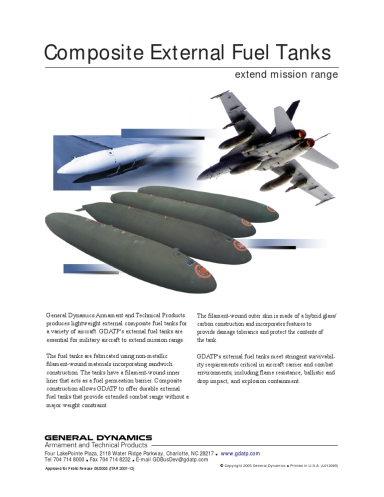 General Dynamics - Composite External Fuel Tanks Extend Mission Range ...