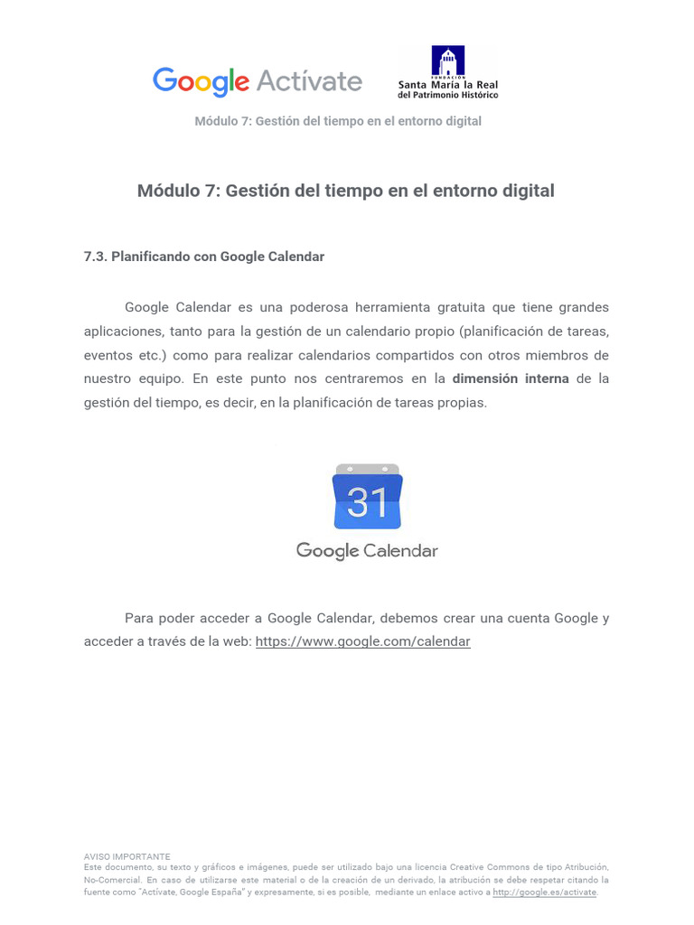7.3. Planificando Con Google Calendar | PDF | Gestión del tiempo | Habilidades profesionales