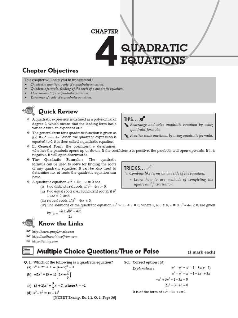 NCERT Chapter 4-Compressed | PDF | Quadratic Equation | Mathematical Analysis