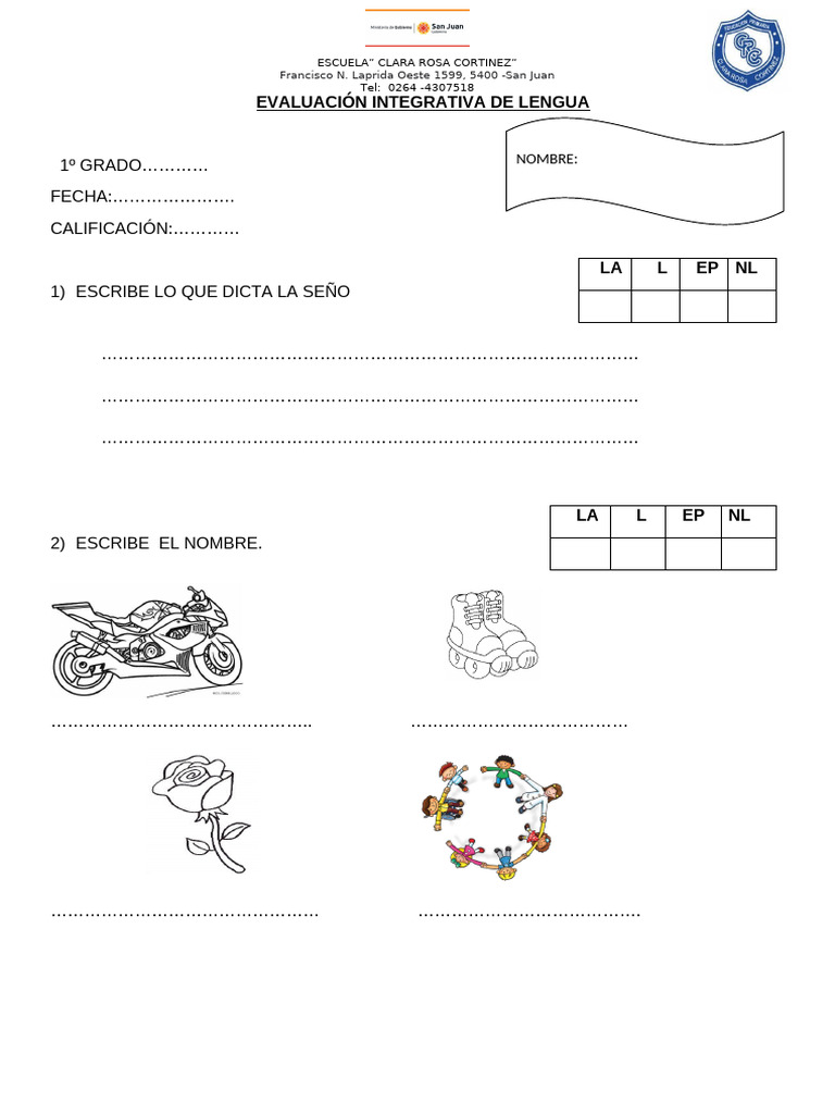 Eval. Integrativa Lengua | PDF