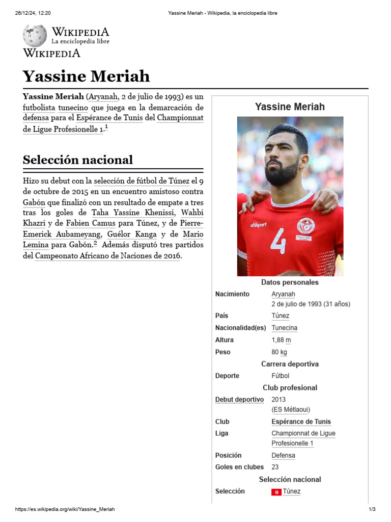 Yassine Meriah - Wikipedia, la enciclopedia libre | PDF | Asociación de ...