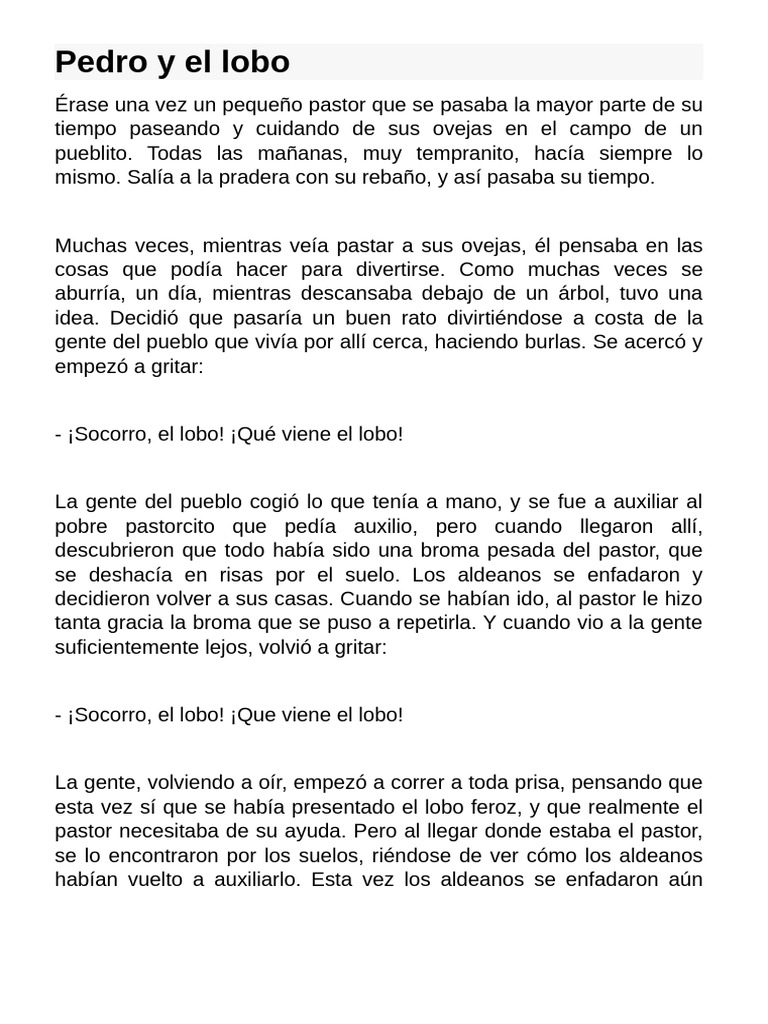 La lección del pastor y el lobo | PDF