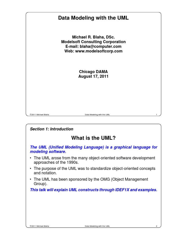 Data Modeling With The UML | PDF | Data Model | Databases