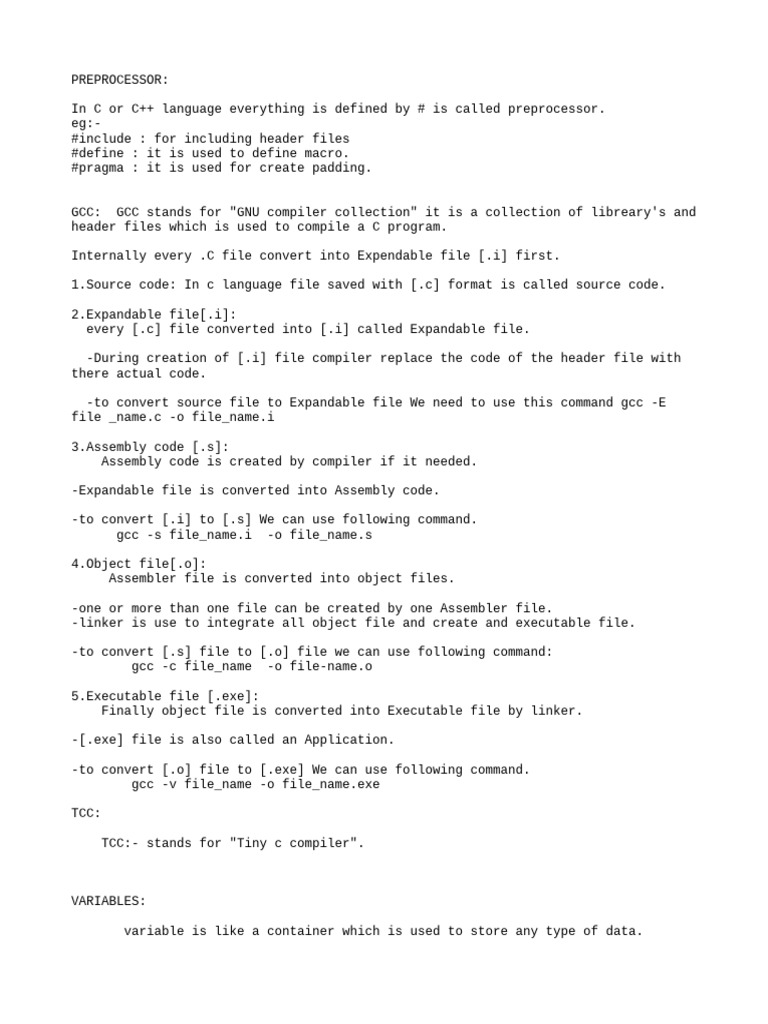 Internship Notes Pdf Integer Computer Science Variable