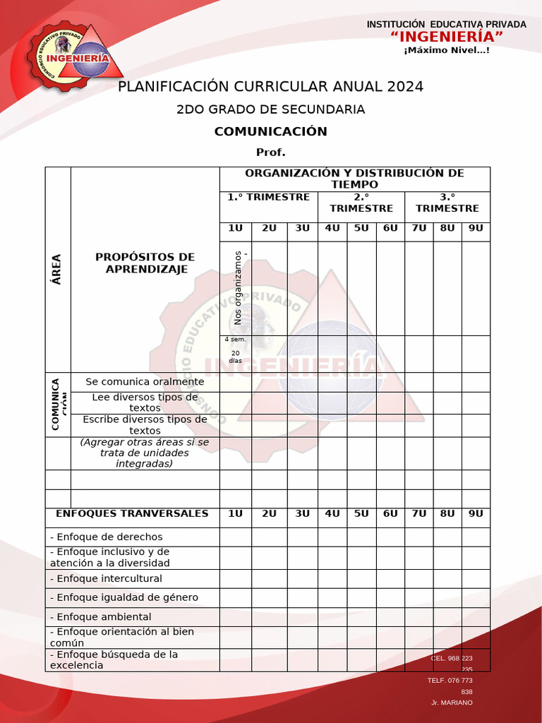 Formato de Programación Anual 2024 | PDF | Aprendizaje