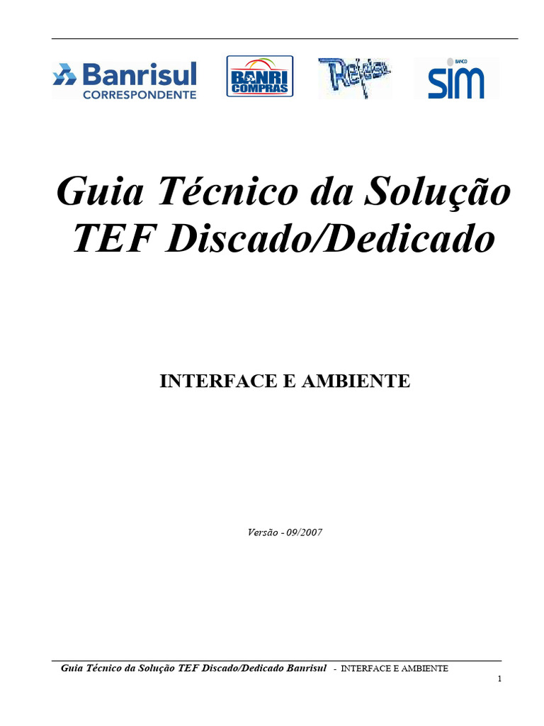 Guia Técnico TEF Discado/Dedicado | PDF | Cartão de crédito | Transação ...