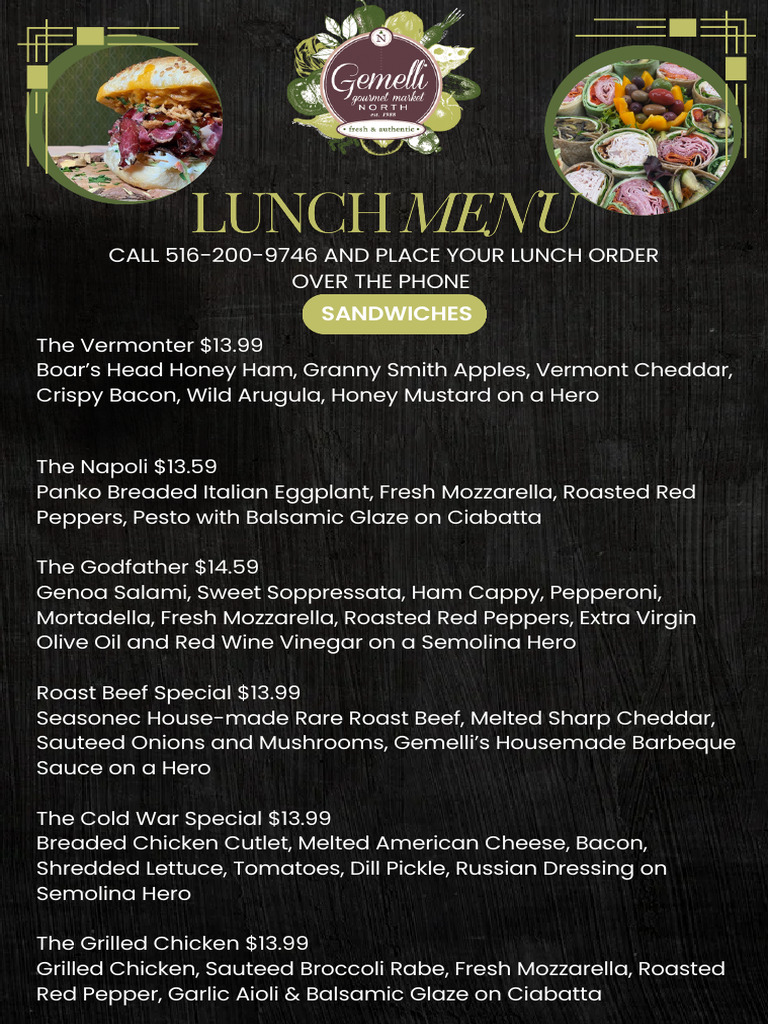 Lunch Menu PDF 2024 For Website | PDF | Salad | Italian Cuisine