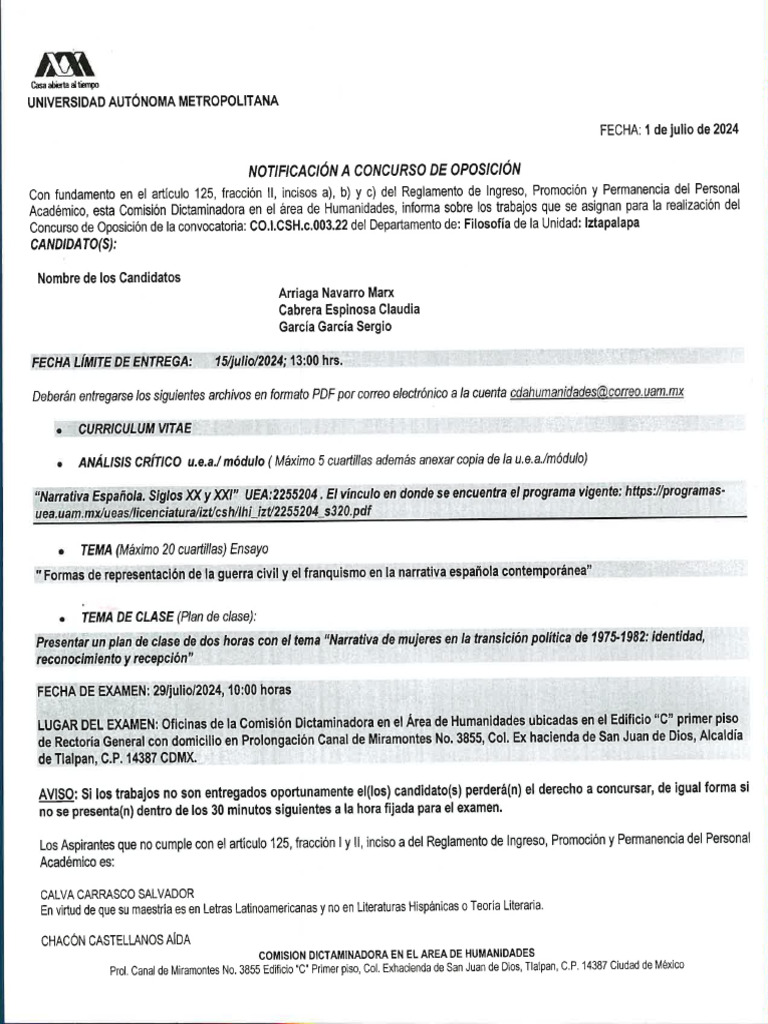 01 Jul 2024 CO.I.CSH.c.003.22 Notificacion de Concurso de Oposicion | PDF
