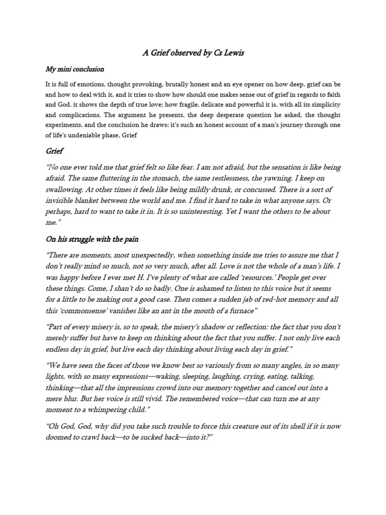C.S. Lewis on Grief and Faith | PDF | Grief