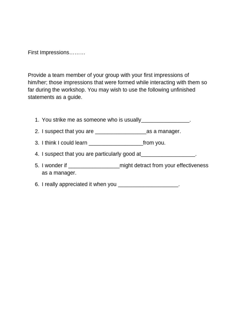 First Impressions | PDF