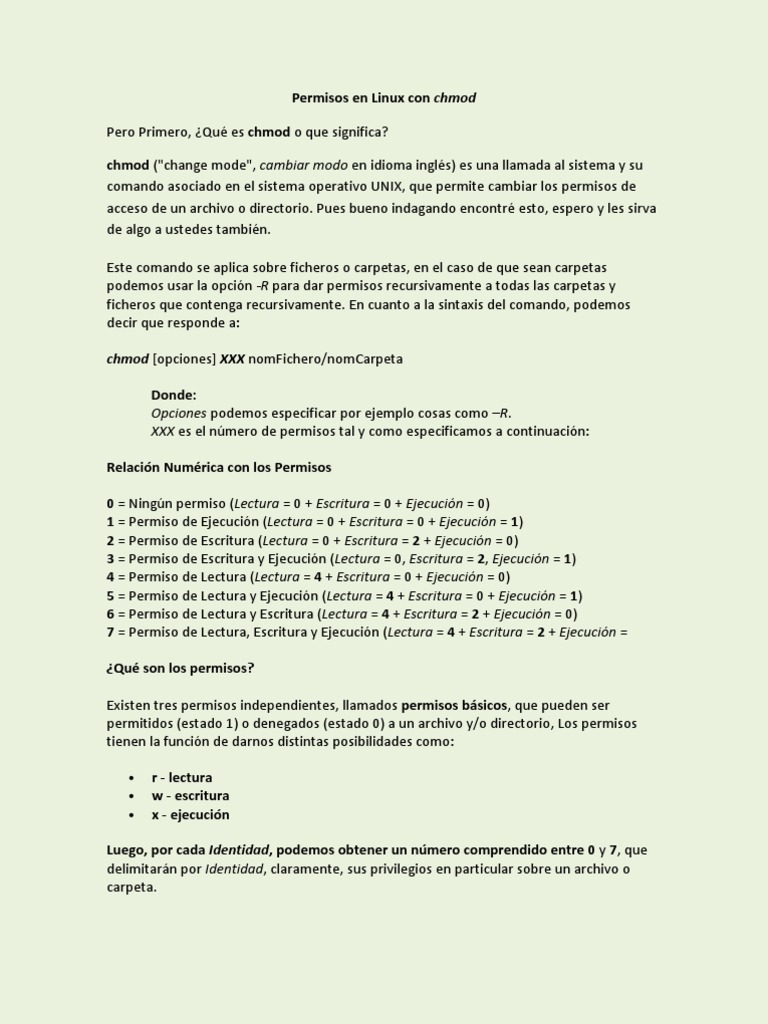 Permisos en Linux Con Chmod | PDF | Archivo de computadora | ciberespacio
