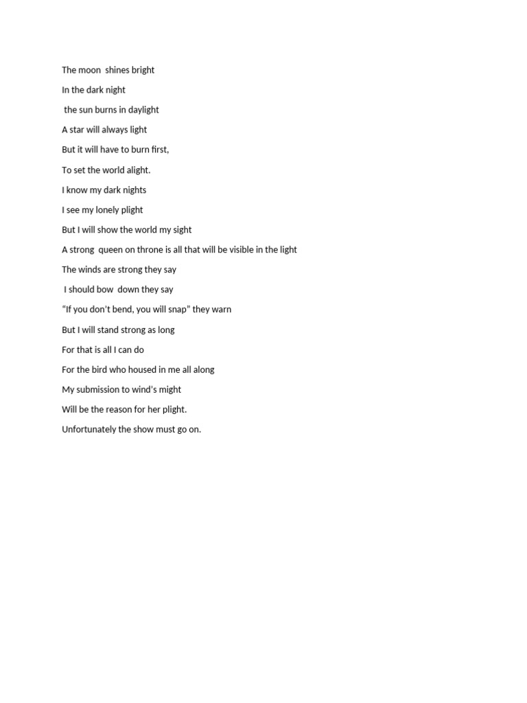 Resilience in Darkness: A Poetic Journey | PDF