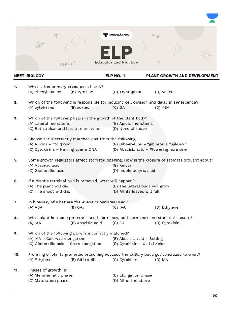 ELP 1 To 3 PLANT GROWTH | PDF | Plant Hormone | Auxin