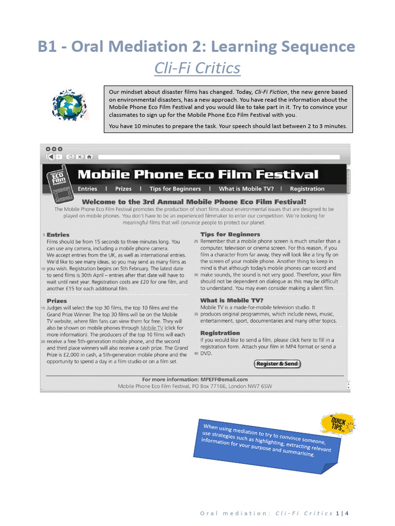 2 2 Cli Fi Critics OralMediation LearningSequence | PDF