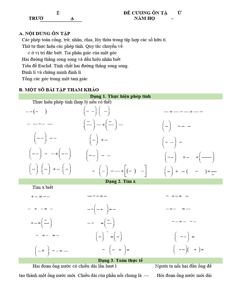 De Cuong Giua Ki 1 Toan 7 Nam 2024 2025 Truong Thcs Van Phuc Ha Noi | PDF