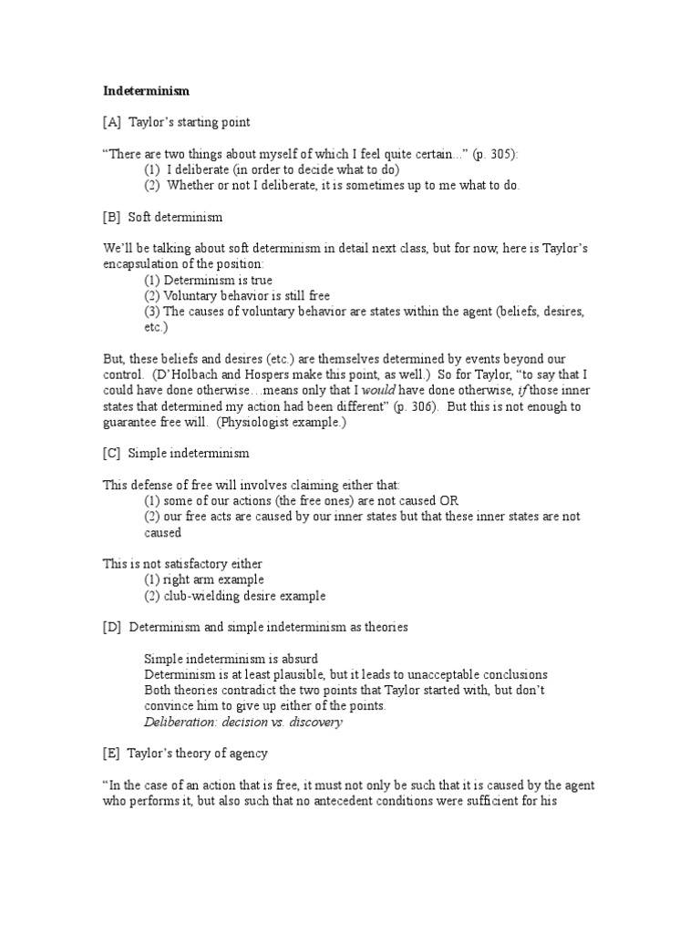 Indeterminism Philosophy Overiew | PDF | Causality | Free Will