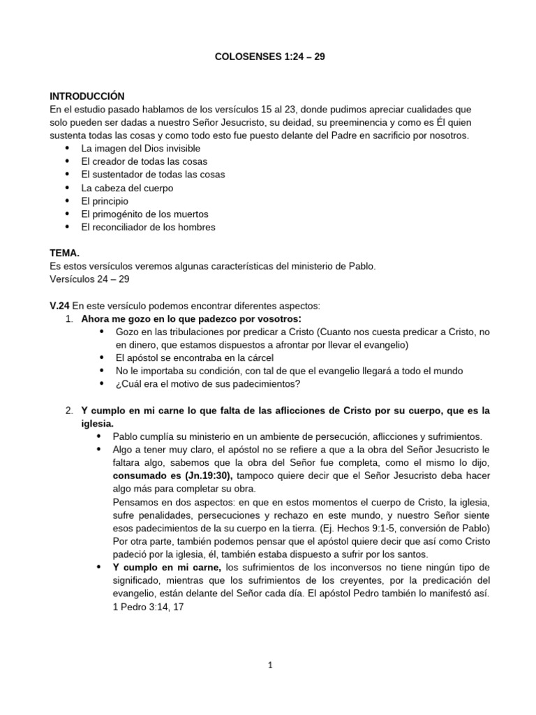 Colosenses 1 1-14 | PDF | Cristo (título) | Pablo el apóstol