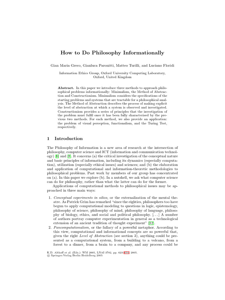 How To Do Philosophy Informationally: Abstract | PDF | System | Occam's ...