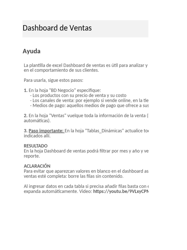 Dashboard Ventas Excel: Guía Completa | PDF | Tarjeta de débito | Tarjeta de crédito