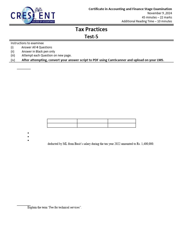 Test 5 | PDF | Taxes | Income