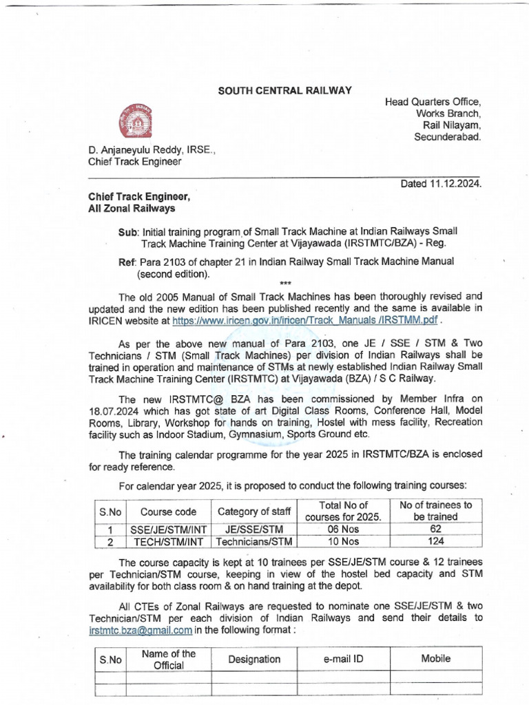 Small Track Machine Trng Prog for Zonal Rlys | PDF