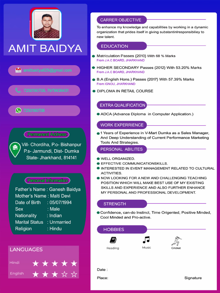 Amit Bio Data | PDF