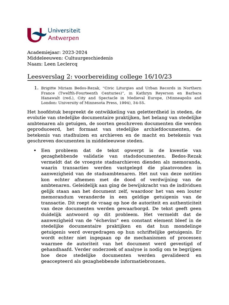 Leesverslag 1 | PDF
