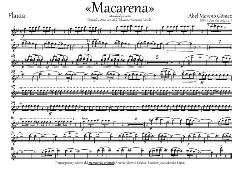 Marche de Macarena pour flûte | PDF