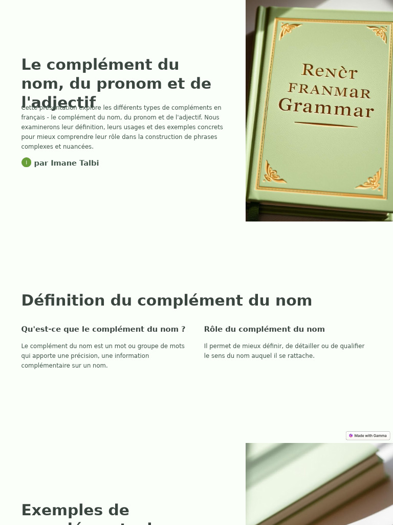 Le Complement Du Nom Du Pronom Et de Ladjectif | PDF | Pronom | Grammaire