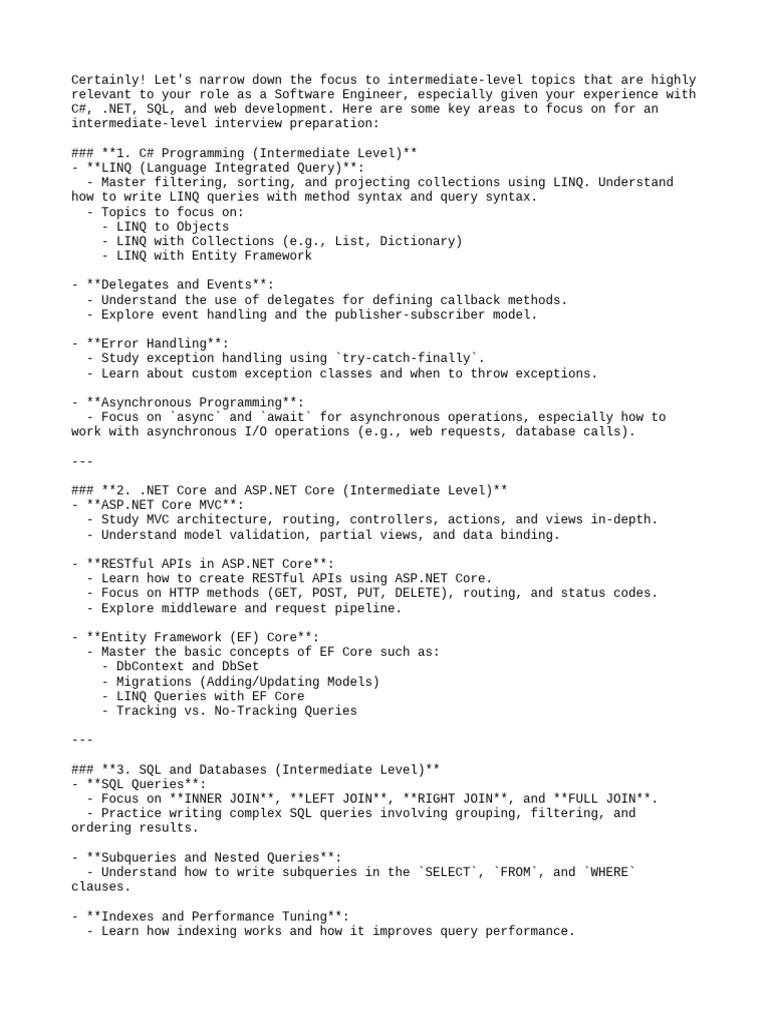 Syllabus For Interview - Intermediate | PDF | Language Integrated Query | Ajax (Programming)
